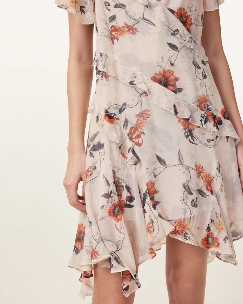 Darma Floral Print Mini Dress UNITY ECRU WHITE | ALLSAINTS US